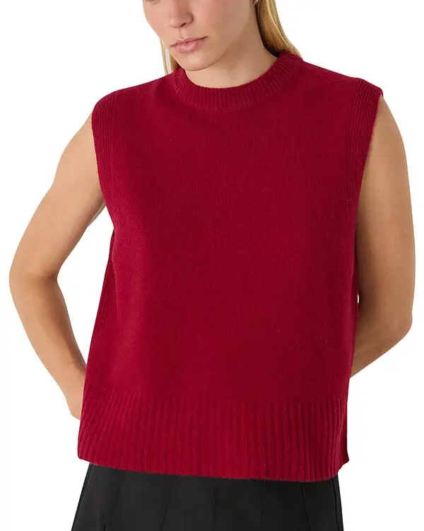 Whistles Wool Sleeveless Top - Dark Red