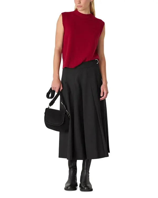 Whistles Wool Sleeveless Top - Dark Red