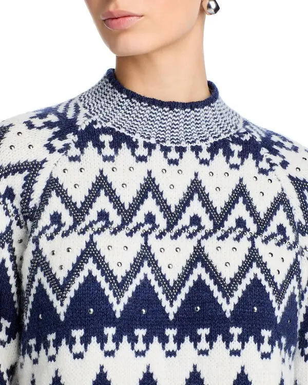 Aqua Fair Isle Studded Sweater