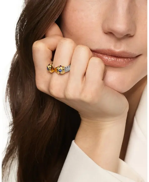 David Yurman Renaissance Hampton Blue Topaz, Iolite And Amethyst Ring - Silver/citrine