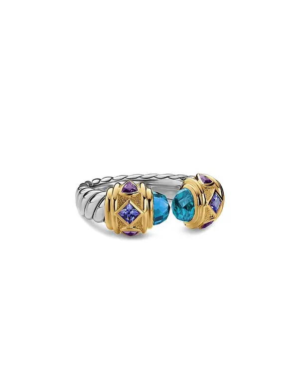 David Yurman Renaissance Hampton Blue Topaz, Iolite And Amethyst Ring - Silver/topaz