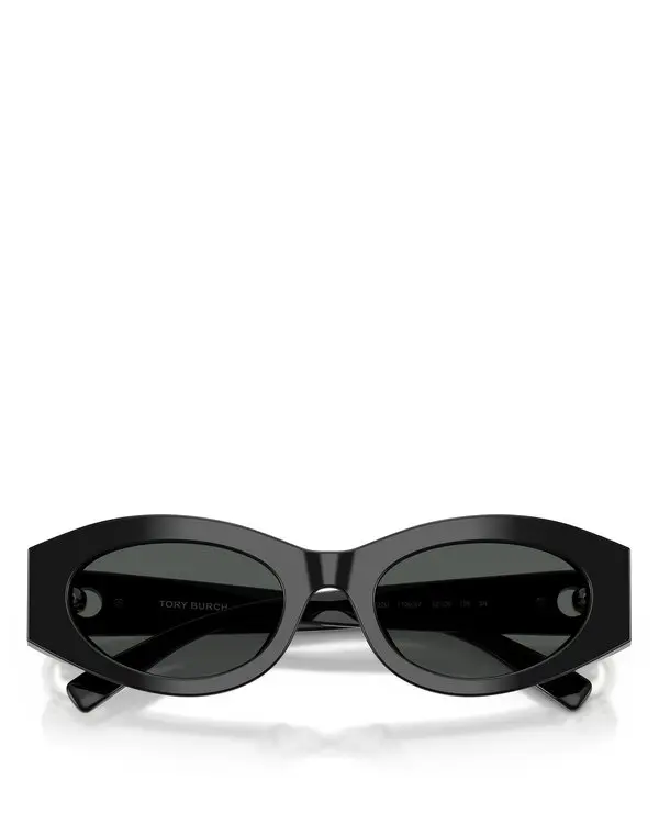 Tory Burch Oval Sunglasses, 52mm - Black
