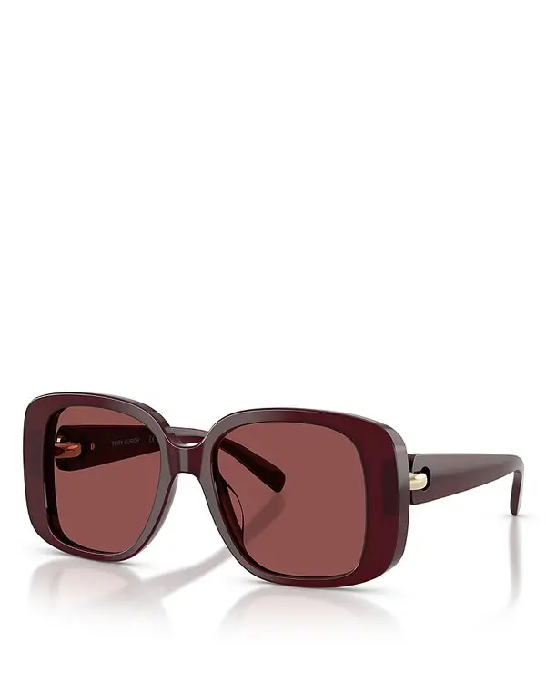 Tory Burch Square Sunglasses, 53mm - Opal Burgundy/wine
