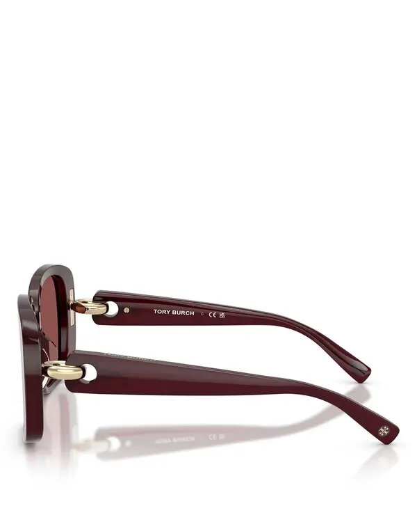 Tory Burch Square Sunglasses, 53mm - Opal Burgundy/wine