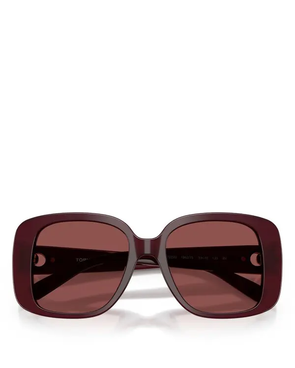 Tory Burch Square Sunglasses, 53mm - Opal Burgundy/wine