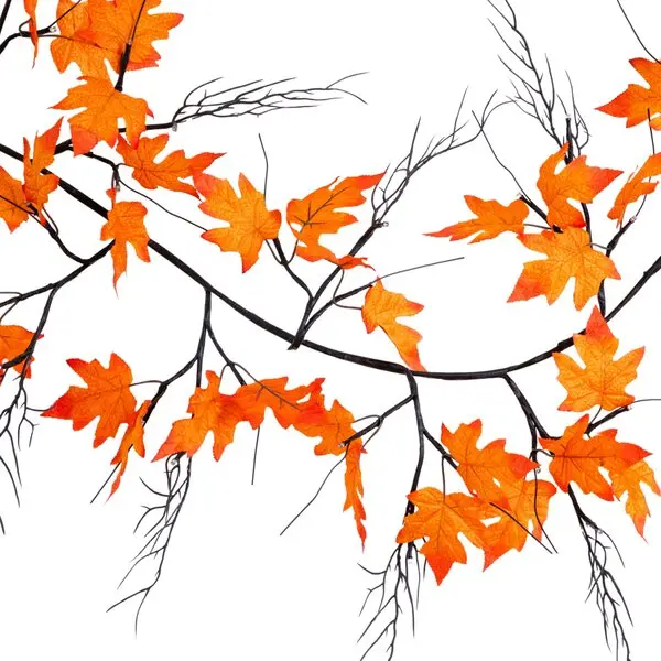 NEARLY NATURAL Pre-lit Autumn Maple Artificial Fall 6' Garland With Warm White Led Lights