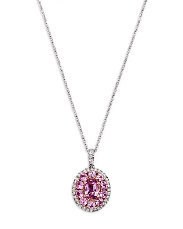 Bloomingdale'S Pink Sapphire And Diamond Pendant Necklace - White/rose