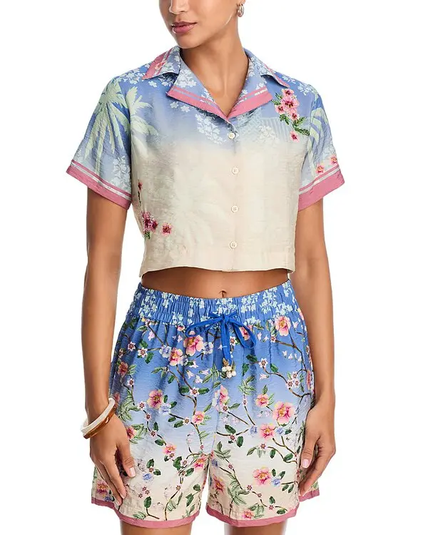 Agua Bendita Itsy Palacio Crop Cover Up Top - Multi