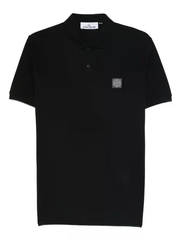 Stone Island Short-sleeve Patch Polo Shirt - Black