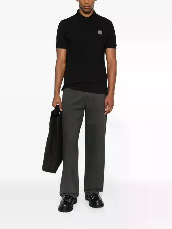 Stone Island Short-sleeve Patch Polo Shirt - Black