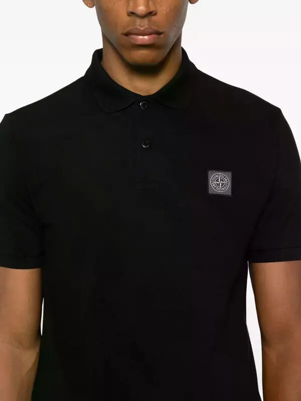 Stone Island Short-sleeve Patch Polo Shirt - Black