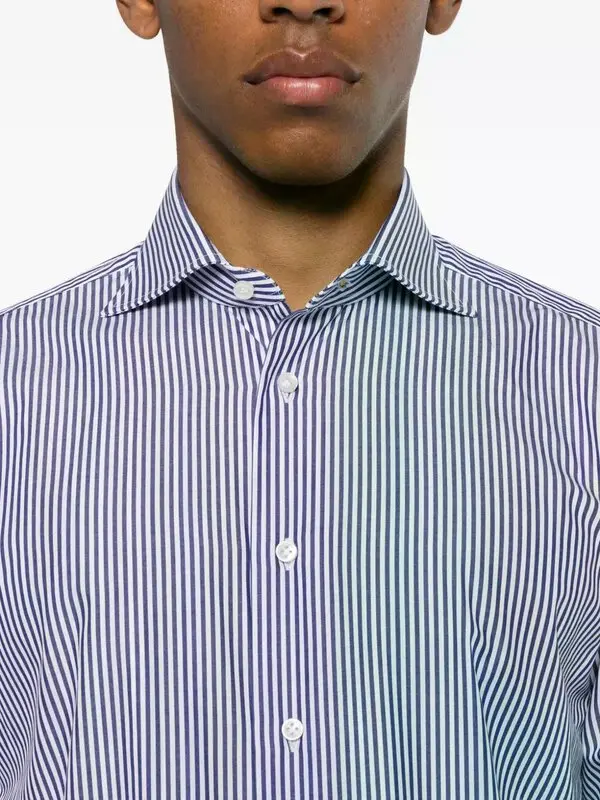 BORRIELLO NAPOLI Striped Cotton Shirt - Blue