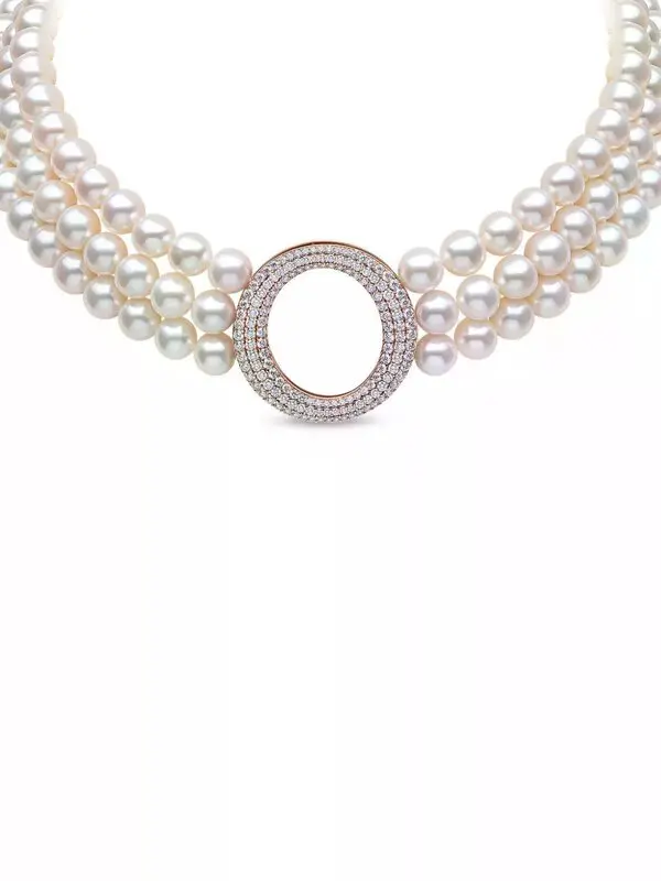 Yoko London 18k Rose Gold Diamond And Pearl Necklace - Pink
