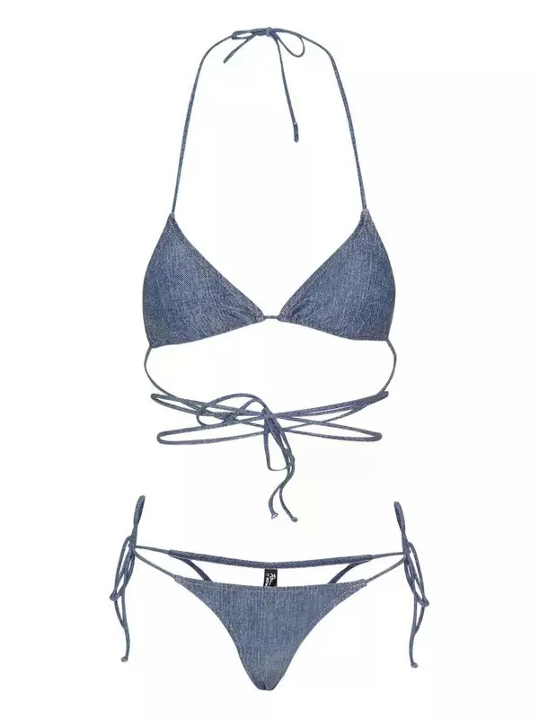 ROTATE BY BIRGER CHRISTENSEN Denim-print Two-piece Bikini - Blue