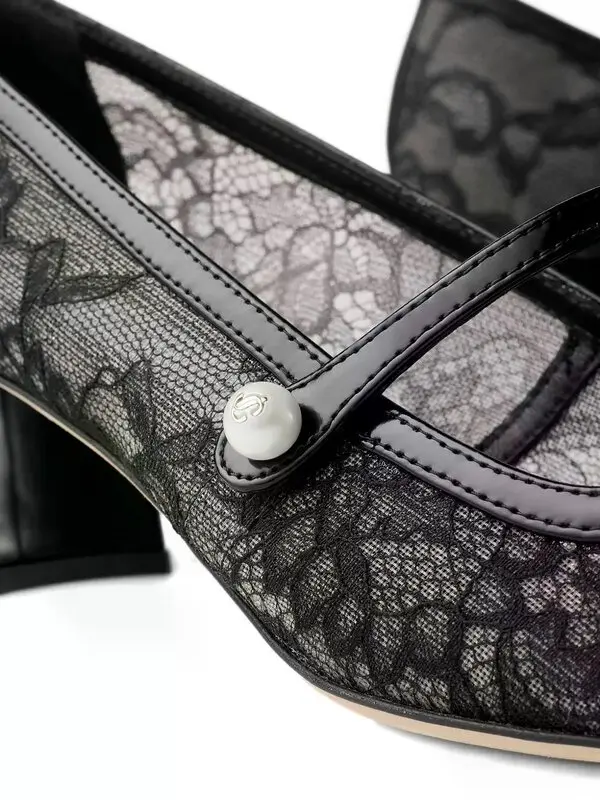 JIMMY CHOO Elisa 45 Lace-embellished Pumps - Black