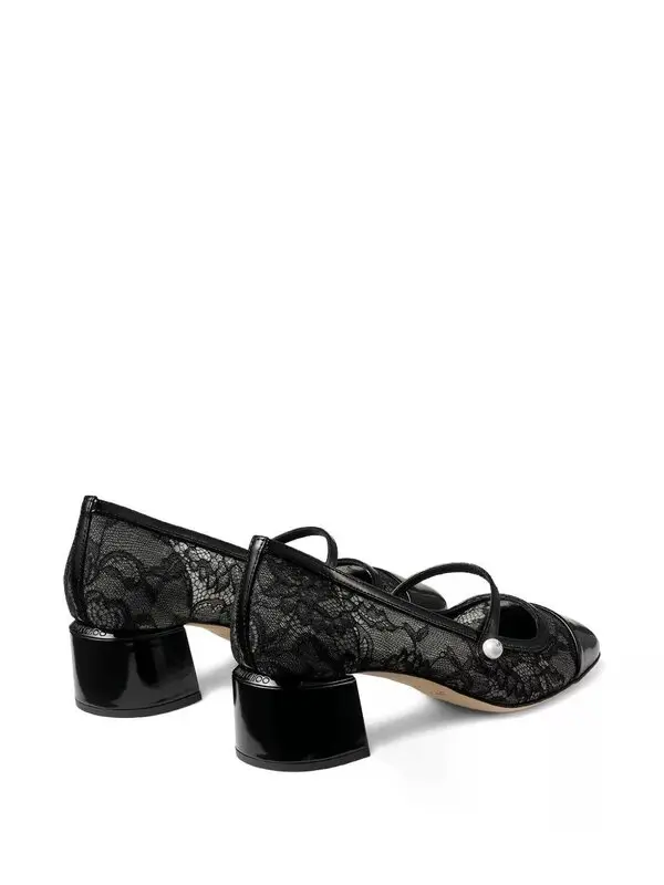 JIMMY CHOO Elisa 45 Lace-embellished Pumps - Black