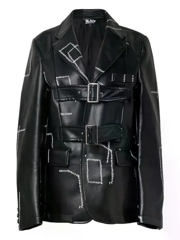 Comme Des Garçons Stitched-detail Leather Blazer
