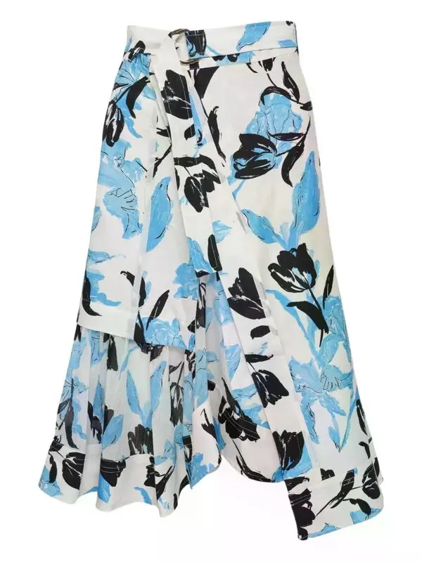 3.1 Phillip Lim Floral Belted Midi Skirt - White