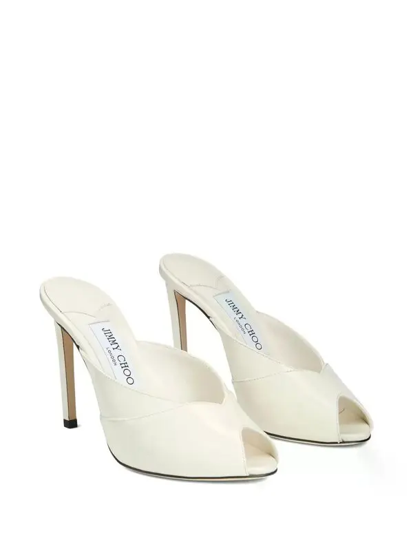 JIMMY CHOO Brigitte 100 Peep-toe Mules - Neutrals