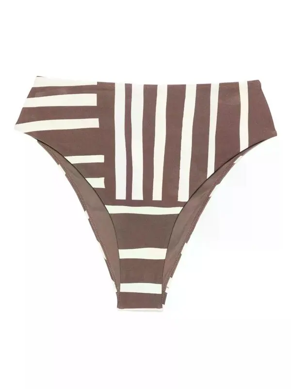 SIR. Linocut Striped Bikini Bottom - Brown