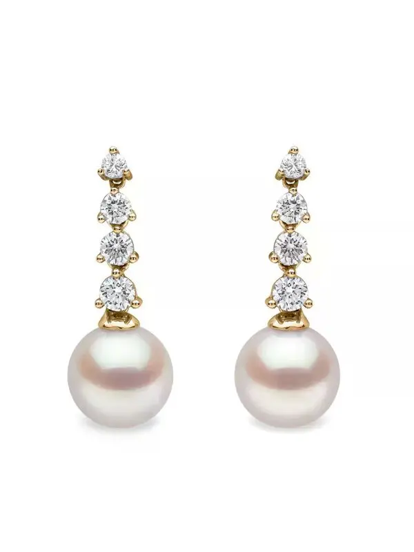 Yoko London 18k Yellow Akoya Pearl And Diamond Earrings - Gold
