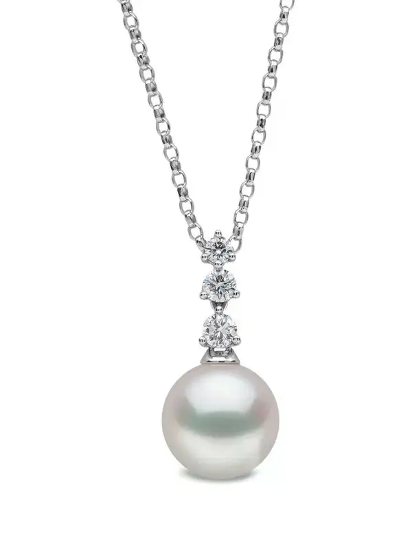 Yoko London 18k White Gold Akoya Pearl And Diamond Pendant - Silver