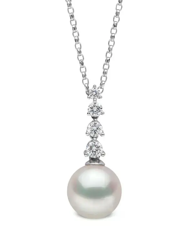 Yoko London 18k White Gold Akoya Pearl And Diamond Pendant - Silver