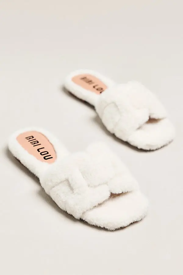 BIBI LOU Fluffy Holly Slides - Off White