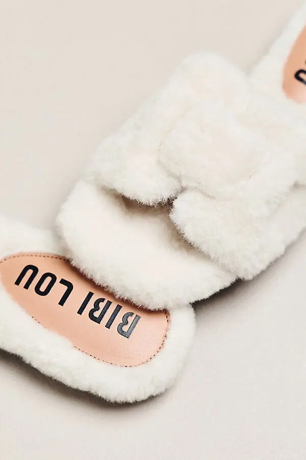 BIBI LOU Fluffy Holly Slides - Off White