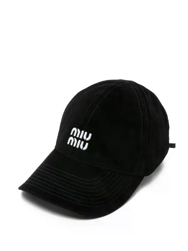 Miu Miu Logo-embroidered Cap - Black
