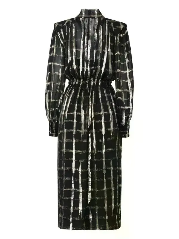 Alberta Ferretti Checked Bow-tie Midi Dress