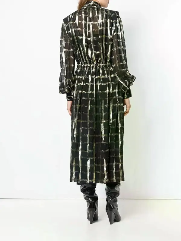 Alberta Ferretti Checked Bow-tie Midi Dress