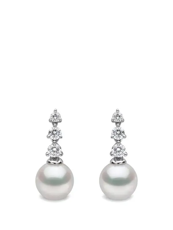 Yoko London 18k White Gold Akoya Pearl And Diamond Earrings - Silver