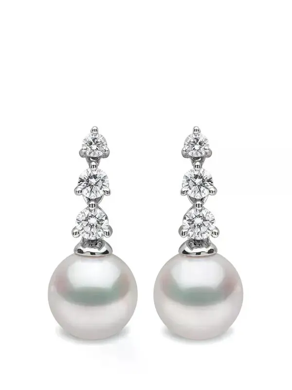 Yoko London 18k White Gold Akoya Pearl And Diamond Earrings - Silver