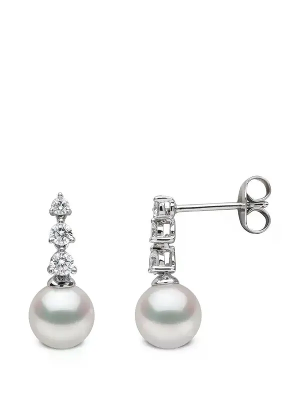 Yoko London 18k White Gold Akoya Pearl And Diamond Earrings - Silver