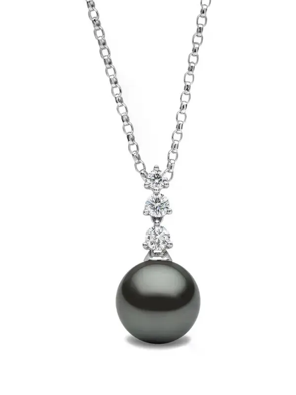 Yoko London 18k White Gold Tahitian Pearl And Diamond Pendant - Silver