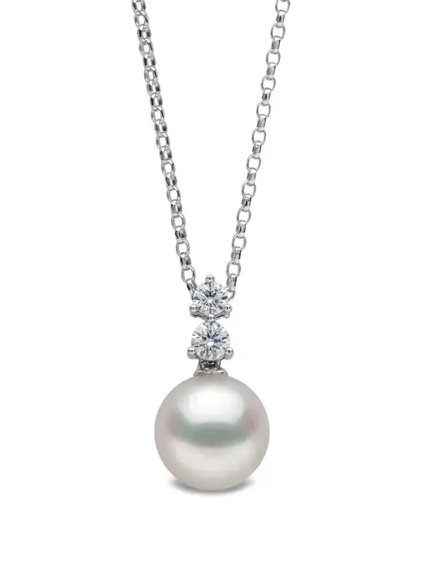 Yoko London 18k White Gold Akoya Pearl And Diamond Pendant - Silver