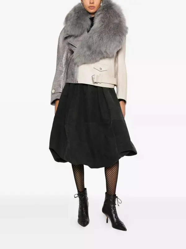 Marni Reptile-effect Jacket With Fur Collar