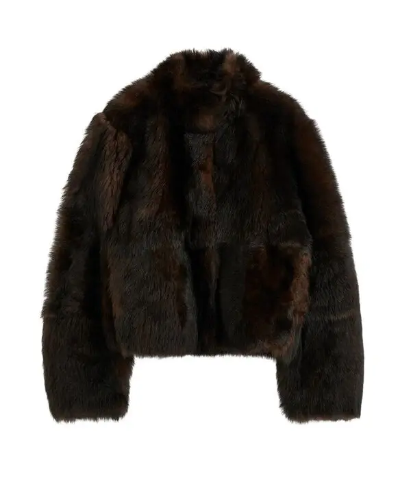 TOTEME Silky Shearling Jacket - Dark Brown