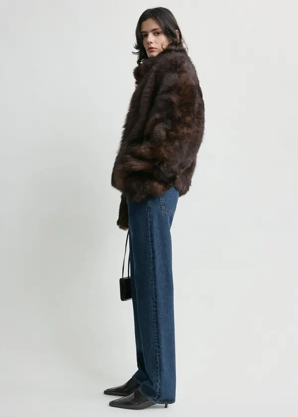 TOTEME Silky Shearling Jacket - Dark Brown