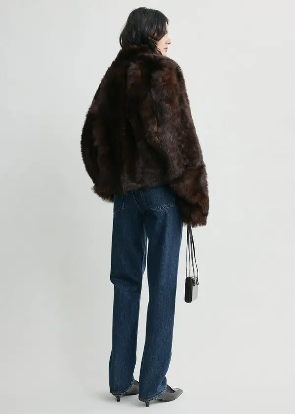 TOTEME Silky Shearling Jacket - Dark Brown