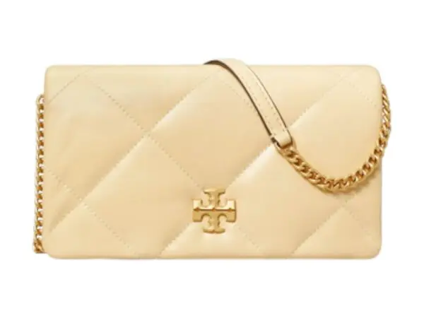 Tory Burch Kira Diamond Quilt Chain Wallet - Vanilla Soft Serve