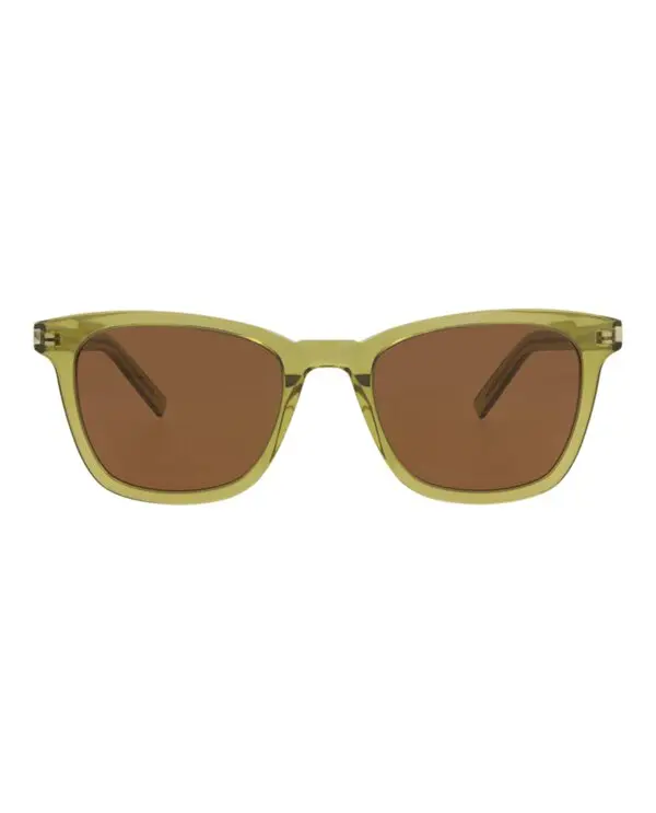 Saint Laurent Square Frame Recycled Acetate Sunglasses - Green Green Brown (sl716slim/30015807/004)