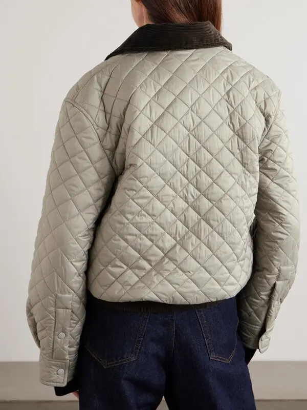 Loewe Corduroy- And Leather-trimmed Quilted Shell Jacket