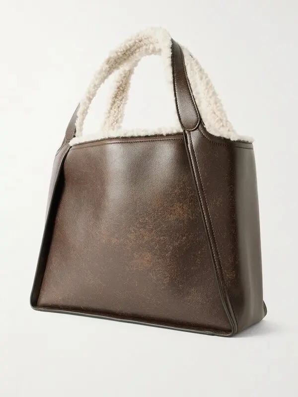 Stella McCartney Embroidered Fleece-trimmed Vegetarian Tote