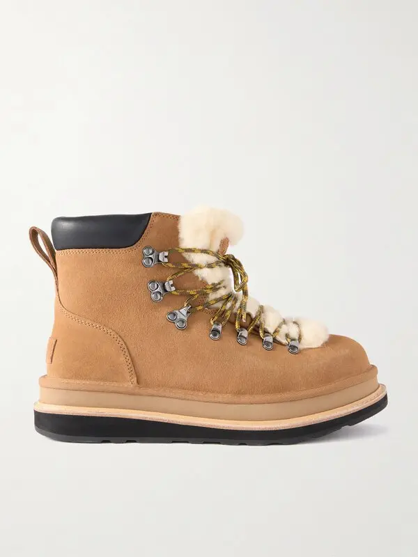 UGG Sacai X Lace-up Shearling Ankle Boots