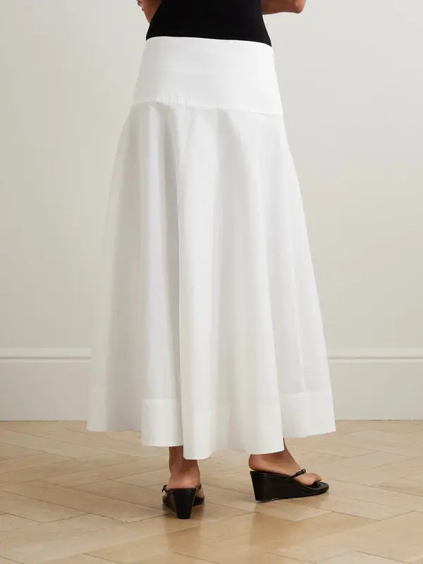 ST. AGNI Paneled Cotton-blend Maxi Skirt