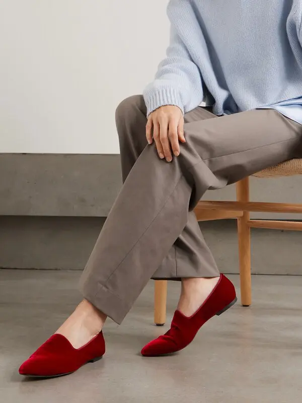 AeydĒ Vanna Velvet Loafers - Red