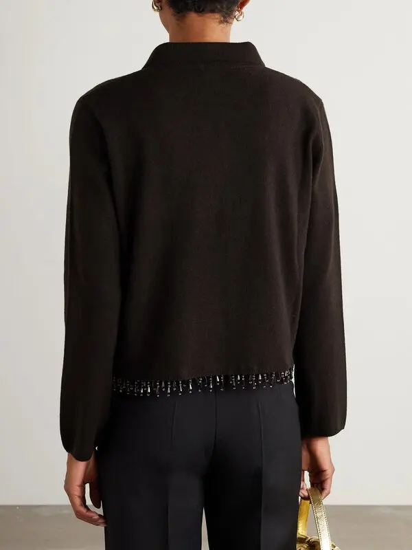 BODE Embellished Wool And Cashmere-blend Cardigan - Brown