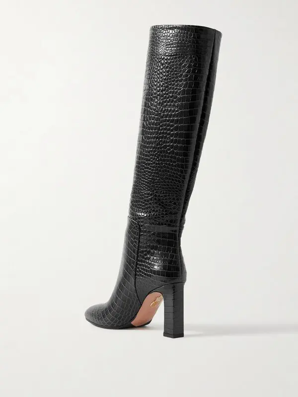 AQUAZZURA Sellier 85 Croc-effect Leather Knee Boots